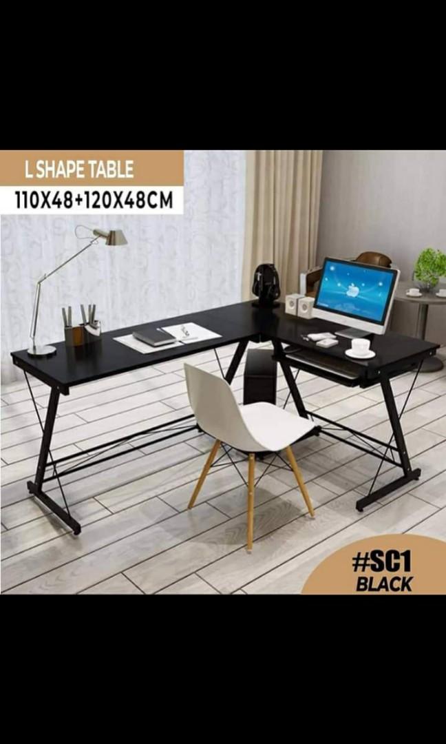 Computer table (L type), Furniture & Home Living, Office Furniture ...