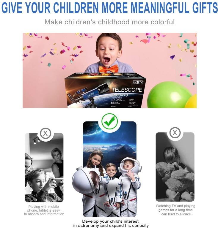 Emarth Telescope (F360-70), Travel Scope, 70mm Astronomical Refracter ...