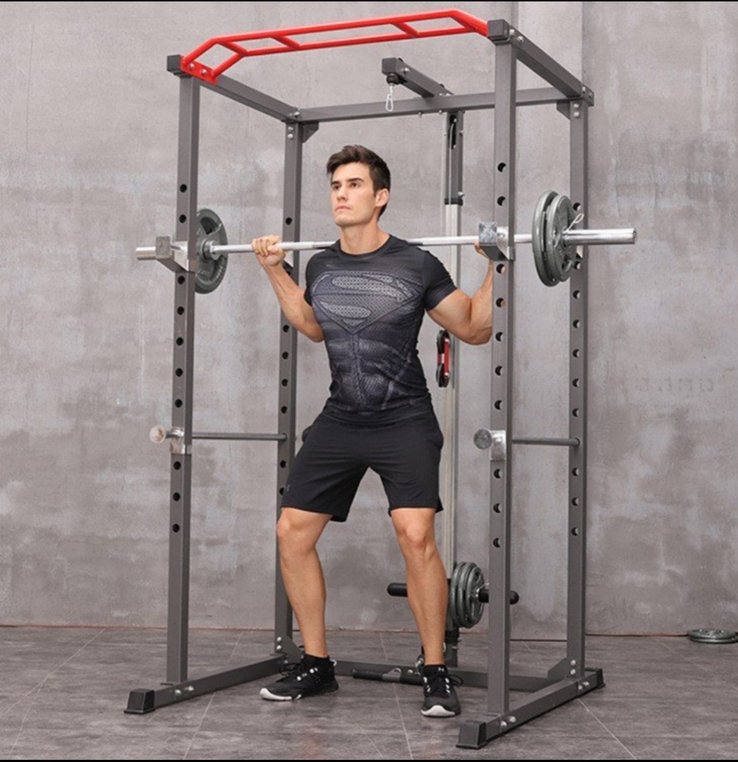 INSTOCK!! Heavy duty squat rack with lat pulldown attachment, Sports ...