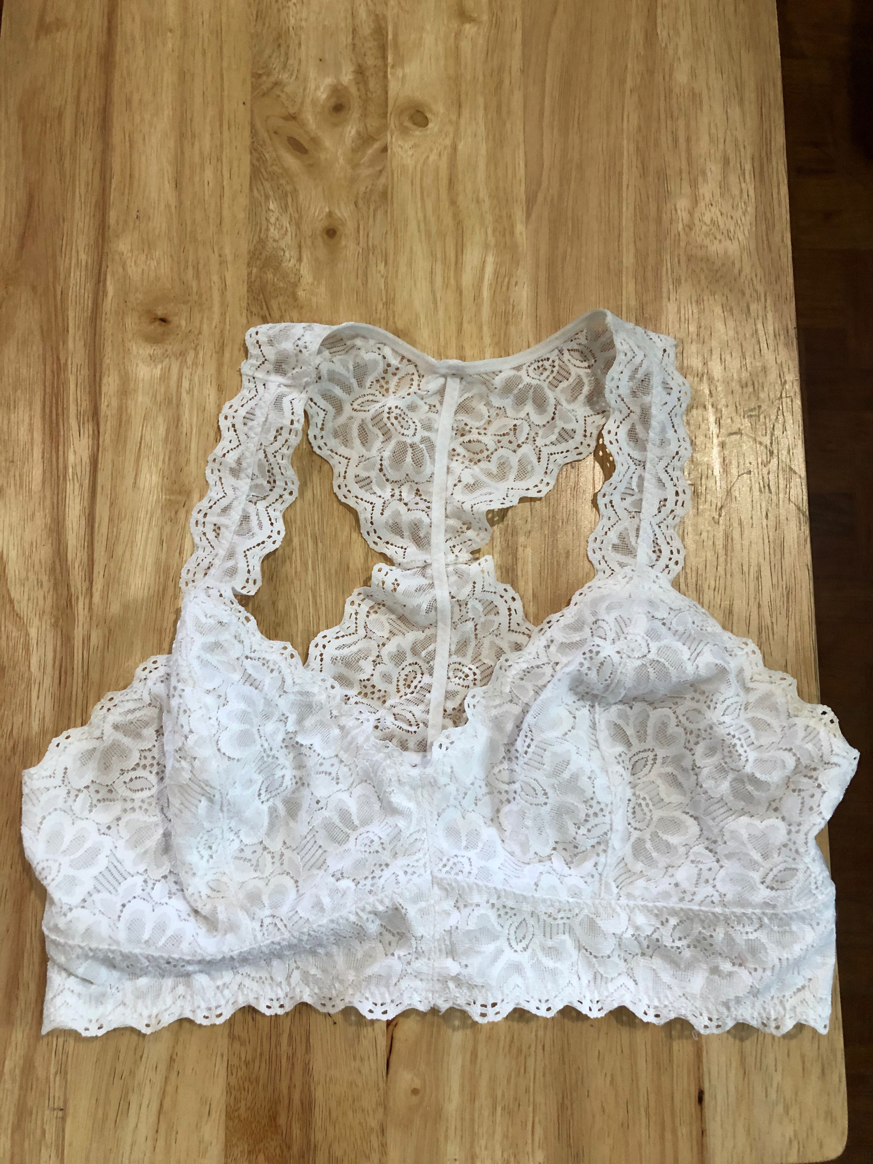 Lacey white bralette, Women's Fashion, Tops, Sleeveless on Carousell