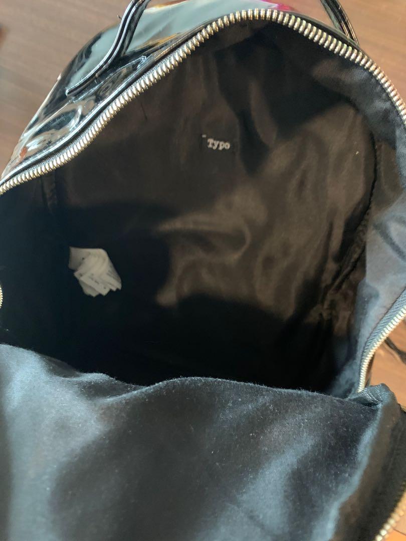 Typo Black patented leather backpack, Women's Fashion, Bags & Wallets ...