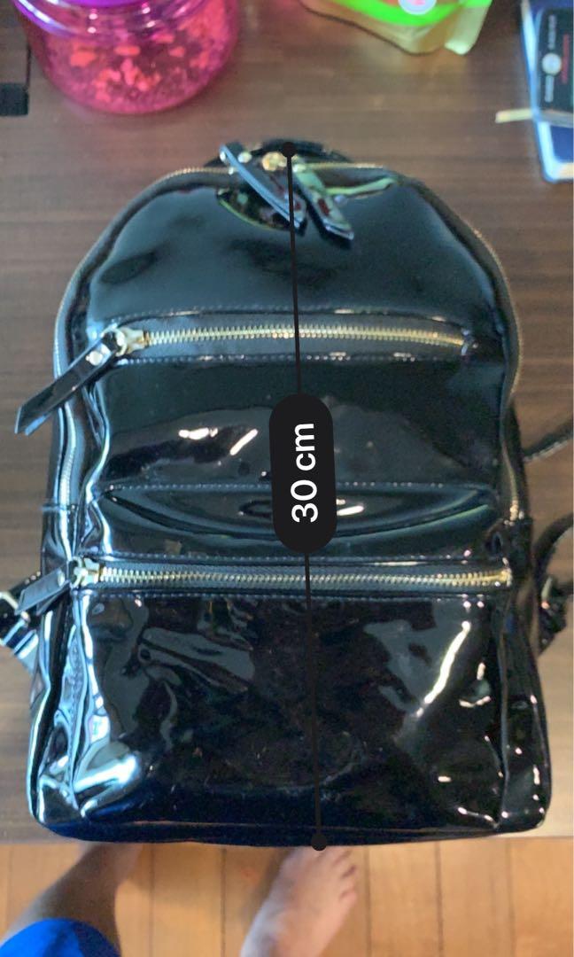 Typo Black patented leather backpack, Women's Fashion, Bags & Wallets ...
