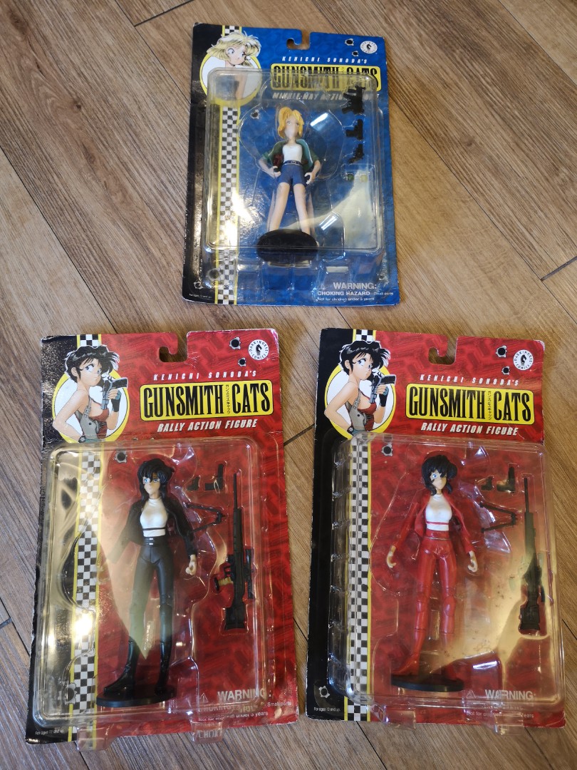 2001 Gunsmith Cats Set of 3 Figures Minnie May, Rally Black suit, Rare ...