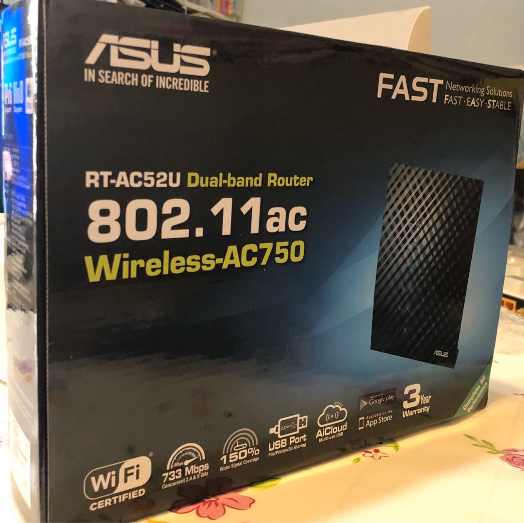 Asus 路由器 RT-AC52U Dual-band Router, 電腦＆科技, 電腦周邊及配件, Wifi及上網相關產品 - Carousell
