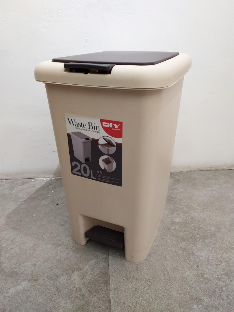 Pedal Dustbin with Dual Lid Opening 20L, Furniture & Home Living, Home ...