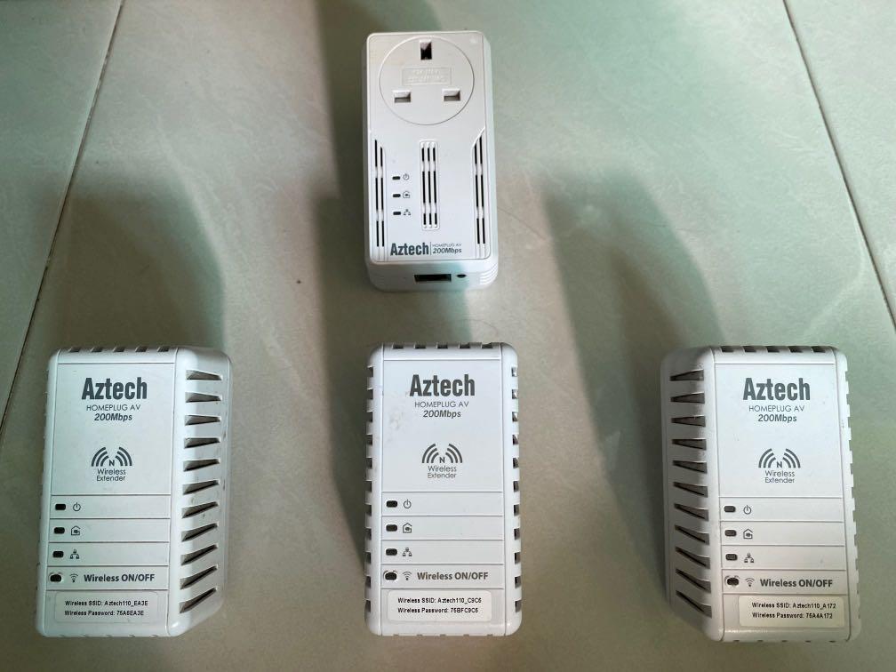 BUY 1 FREE 3 PACKAGE - Aztech Homeplug AV 200Mbps Ethernet Adapter with ...