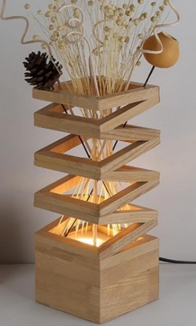 Elegant Wooden LED Light Box/Decor Vase, Furniture & Home Living, Home ...