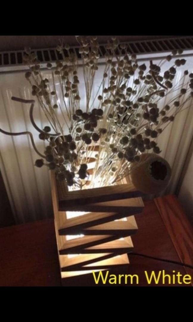 Elegant Wooden LED Light Box/Decor Vase, Furniture & Home Living, Home ...