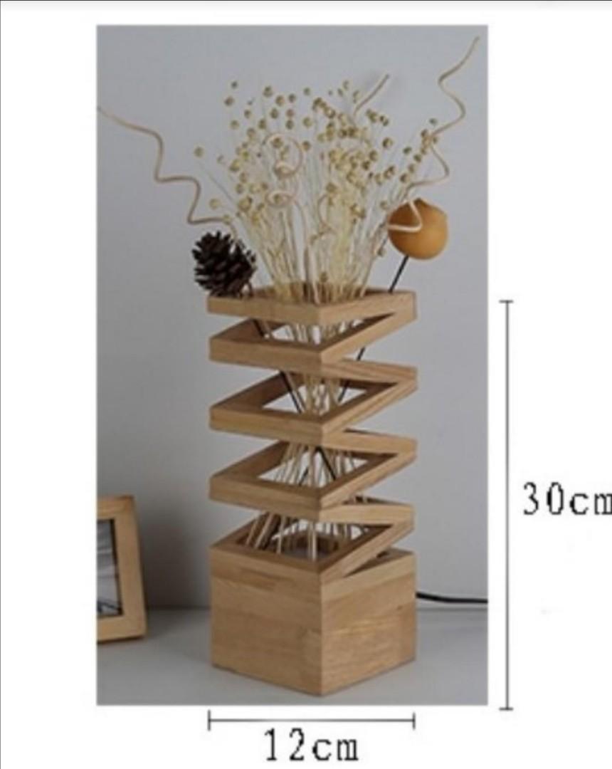 Elegant Wooden LED Light Box/Decor Vase, Furniture & Home Living, Home ...