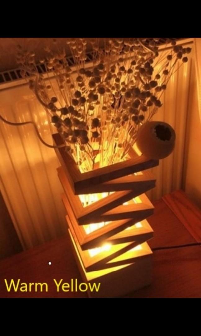 Elegant Wooden LED Light Box/Decor Vase, Furniture & Home Living, Home ...