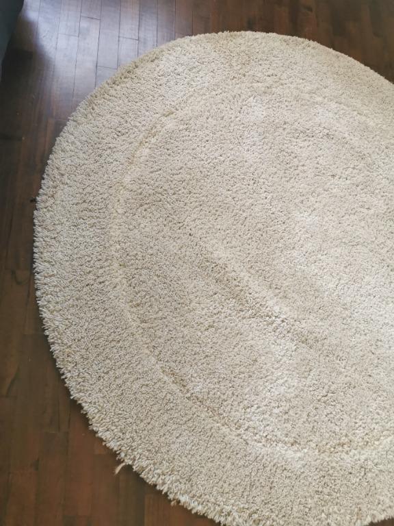 Ikea ADUM Carpet Round, Rug, high pile, beige, Furniture & Home Living ...