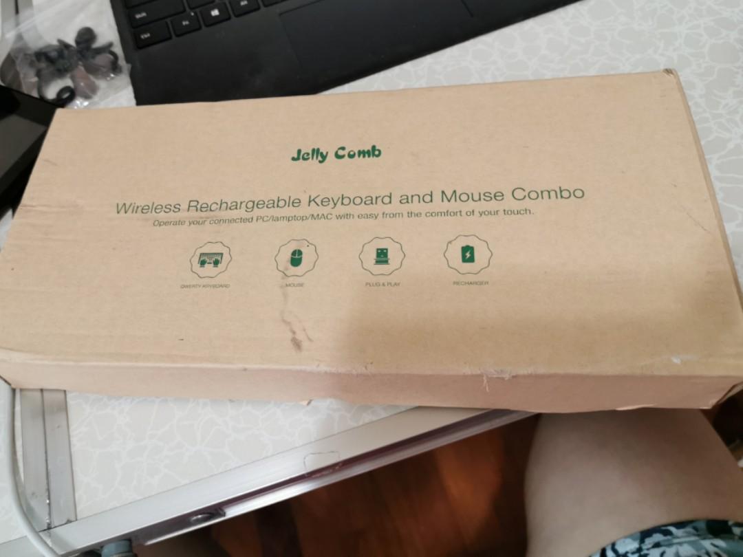 Jelly Comb USB Wireless Keyboard and Mouse Combo, Ultra Slim Keyboard ...