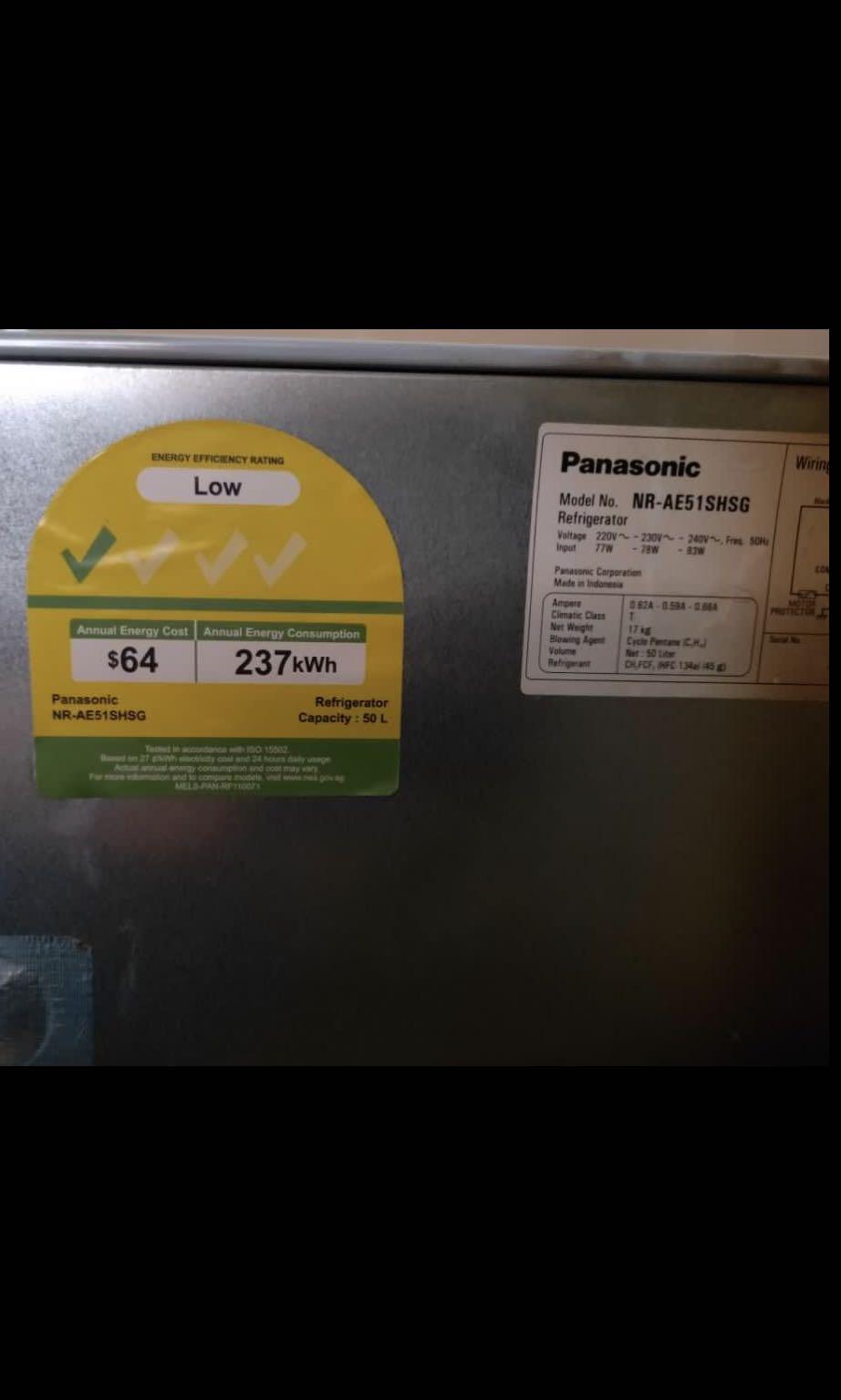 Panasonic Mini Fridge with Freezer compartment, TV & Home Appliances ...