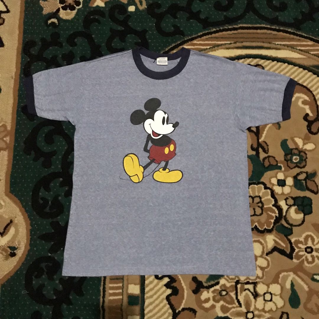 Vintage Mickey Mouse Ringer Kasut Kuning 80s, Men's Fashion, Tops ...