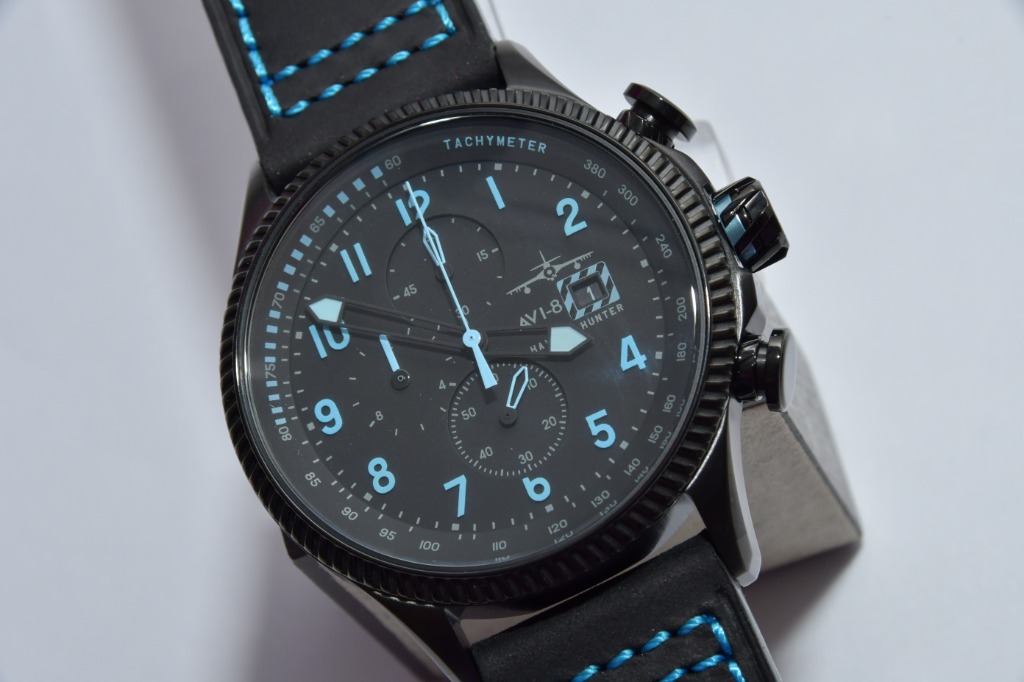 AVI-8 - 4036 - Hawker Hunter, military wrist watch 5ATM 軍錶 黑色錶面及真皮錶帶 淺 ...