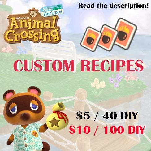 Custom DIY Recipes, Animal Crossing New Horizon, ACNH, Video Gaming ...