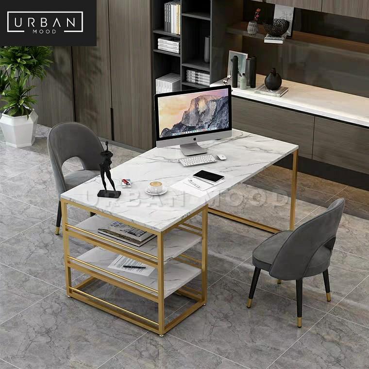 ELVIRA Modern Marble Study Table, Furniture & Home Living, Furniture ...
