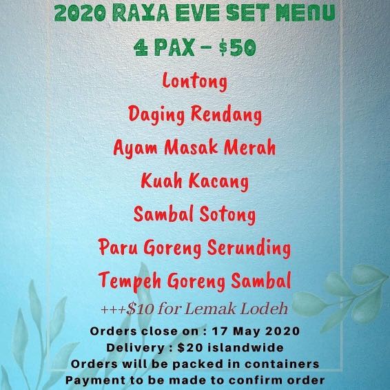 Hari Raya Eve MENU SET. Very affordable!!, Food & Drinks, Local Eats on ...
