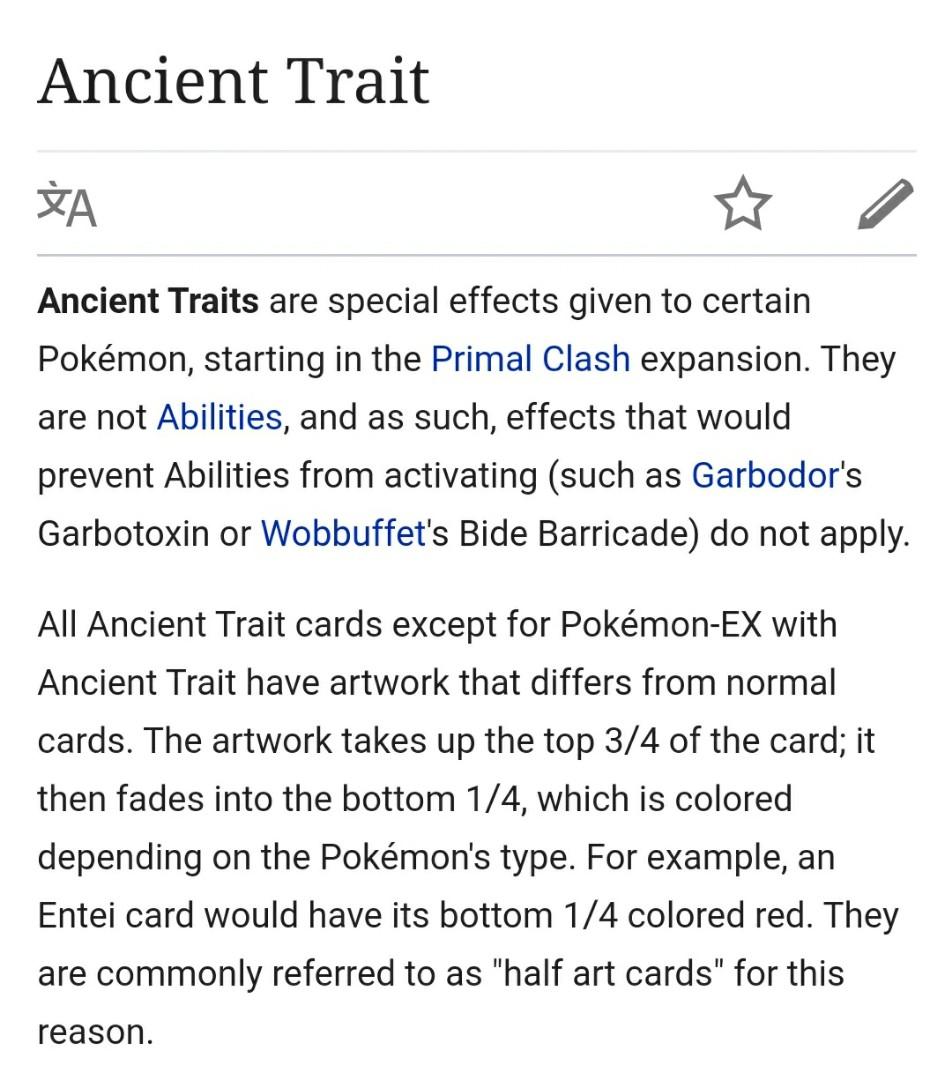 Near full art ancient traits pokemon cards, Hobbies & Toys, Toys ...