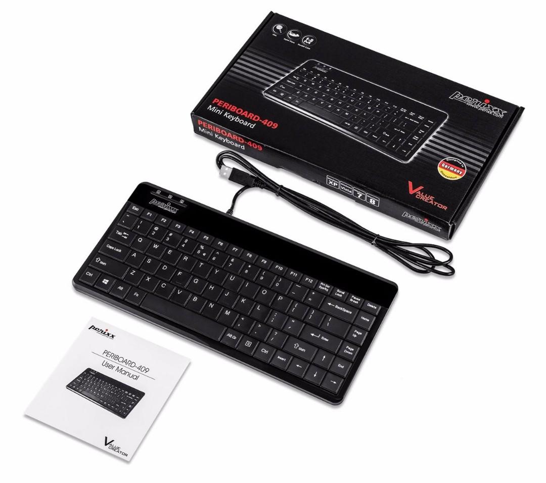 Perixx PERIBOARD-409U Wired USB Mini Keyboard, Portable Compact ...