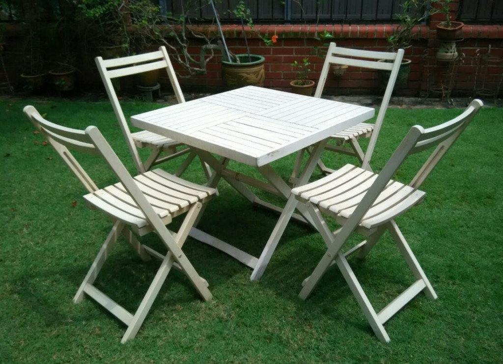 Solid Wood Picnic Table & Chairs Set, Furniture & Home Living ...
