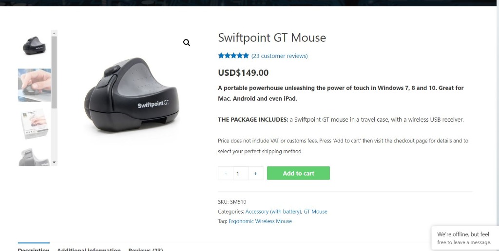 SwiftPoint GT Mouse, Computers & Tech, Parts & Accessories, Mouse ...