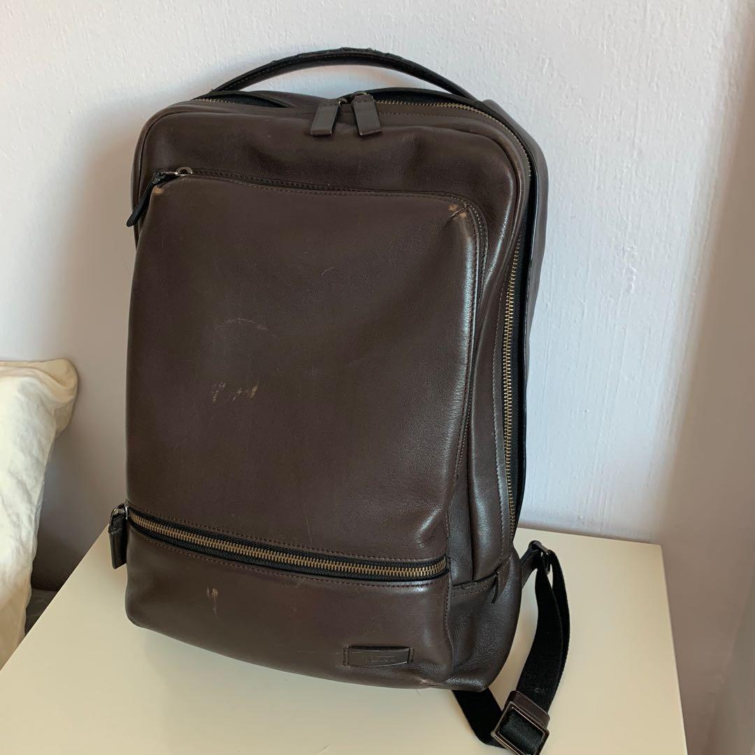 Tumi Leather Harrison Backpack, Men's Fashion, Bags, Backpacks on Carousell