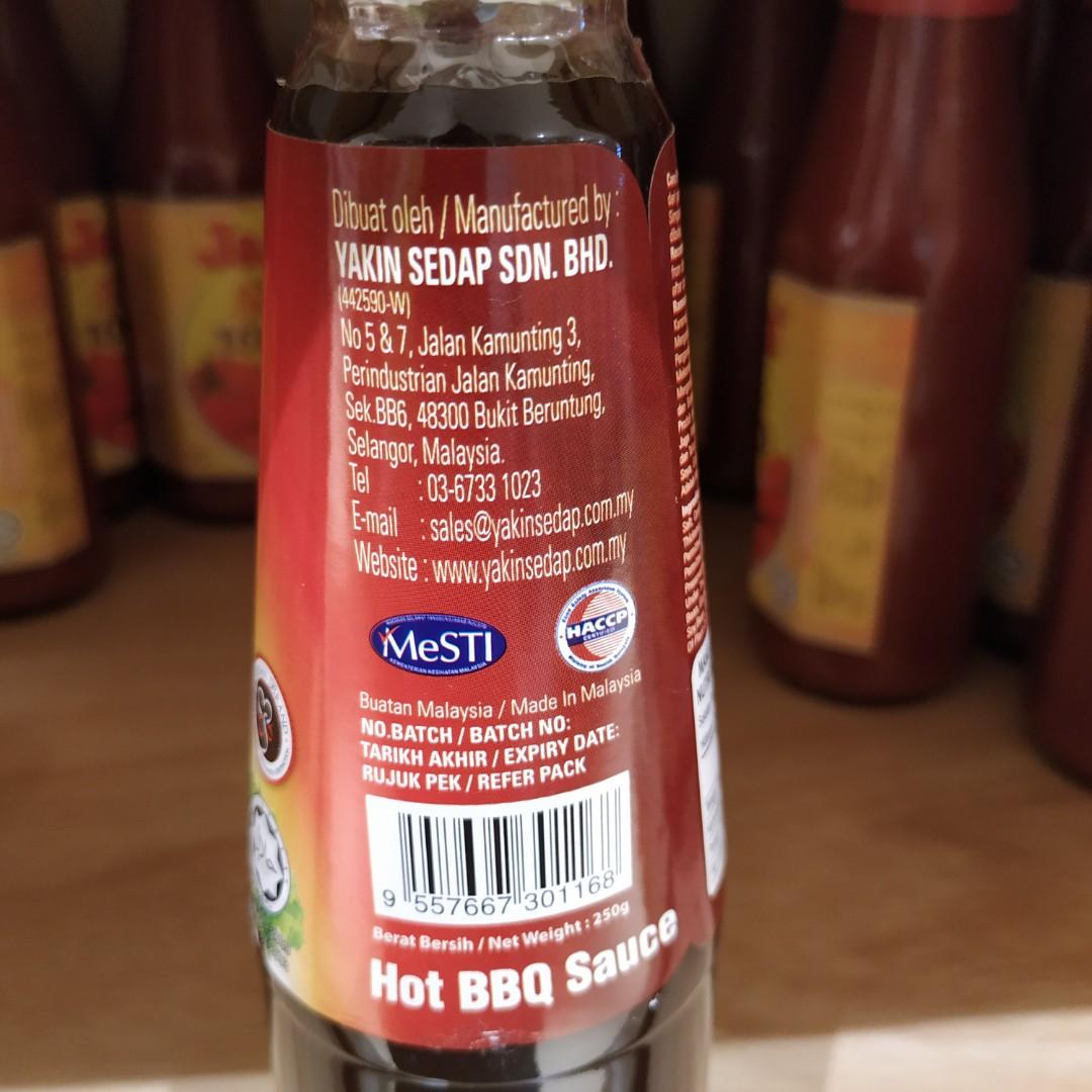 Yakin Sos BBQ Pedas Hot BBQ Sauce 250g for meat vege, Food & Drinks ...