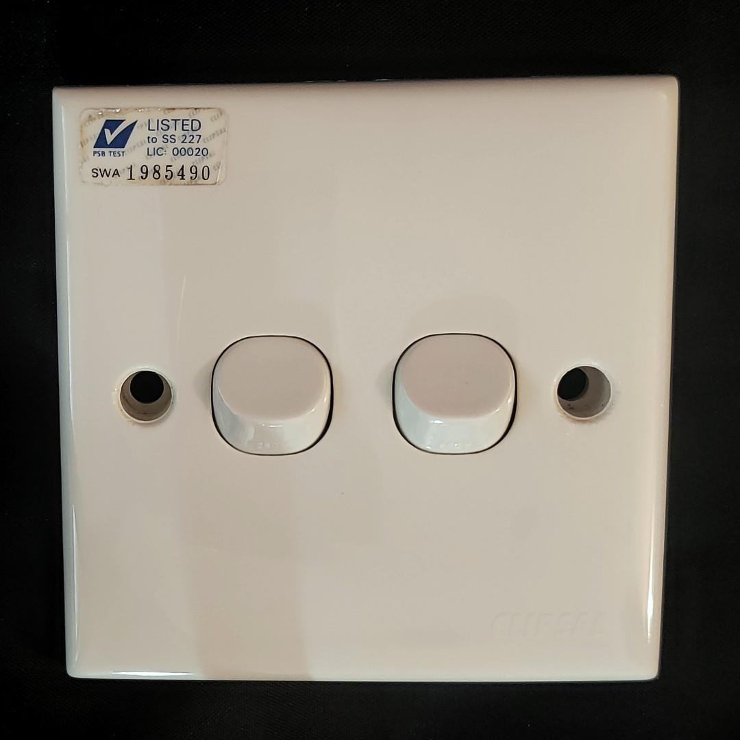 Clipsal light switch, 2 gang, S/1/E32, good condition, Furniture & Home ...