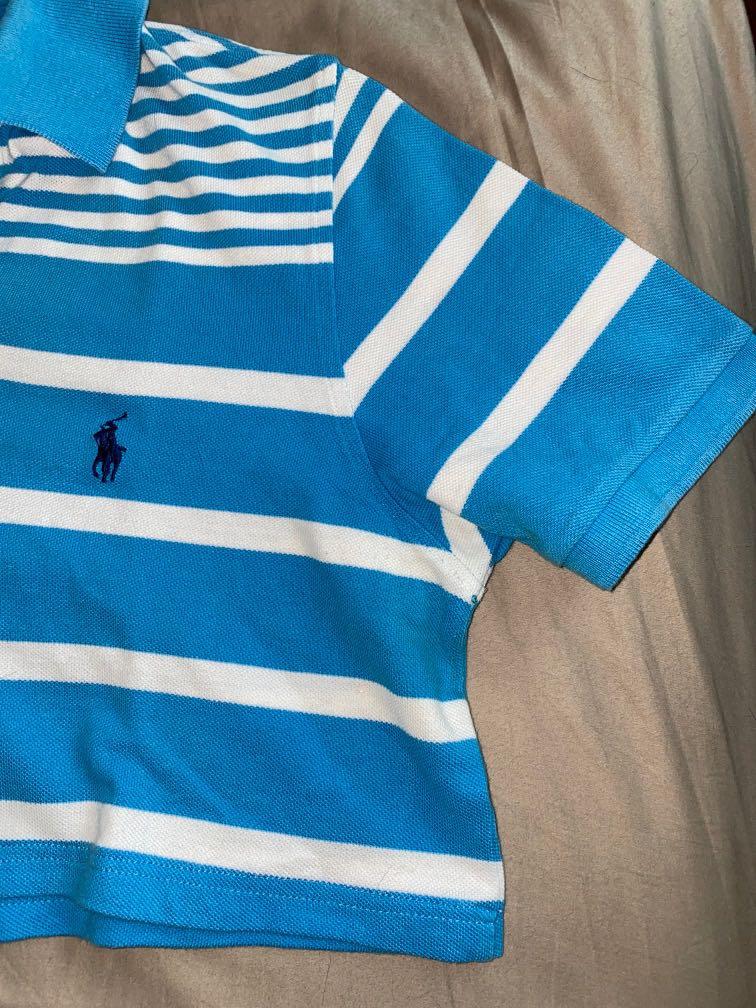 Polo Ralph Lauren Reworked Crop Polo - Blue, Women's Fashion, Tops ...