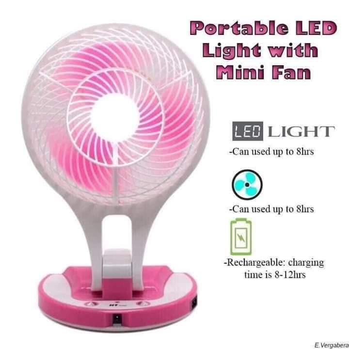 Portable led light with mini fan, Furniture & Home Living, Lighting ...