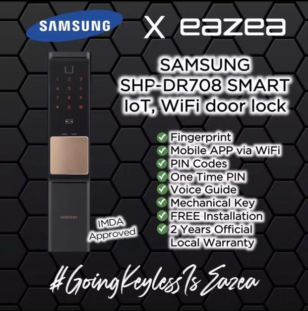 Samsung DR708Digital Door Lock (Wifi/Fingerprint/PIN), Furniture & Home ...
