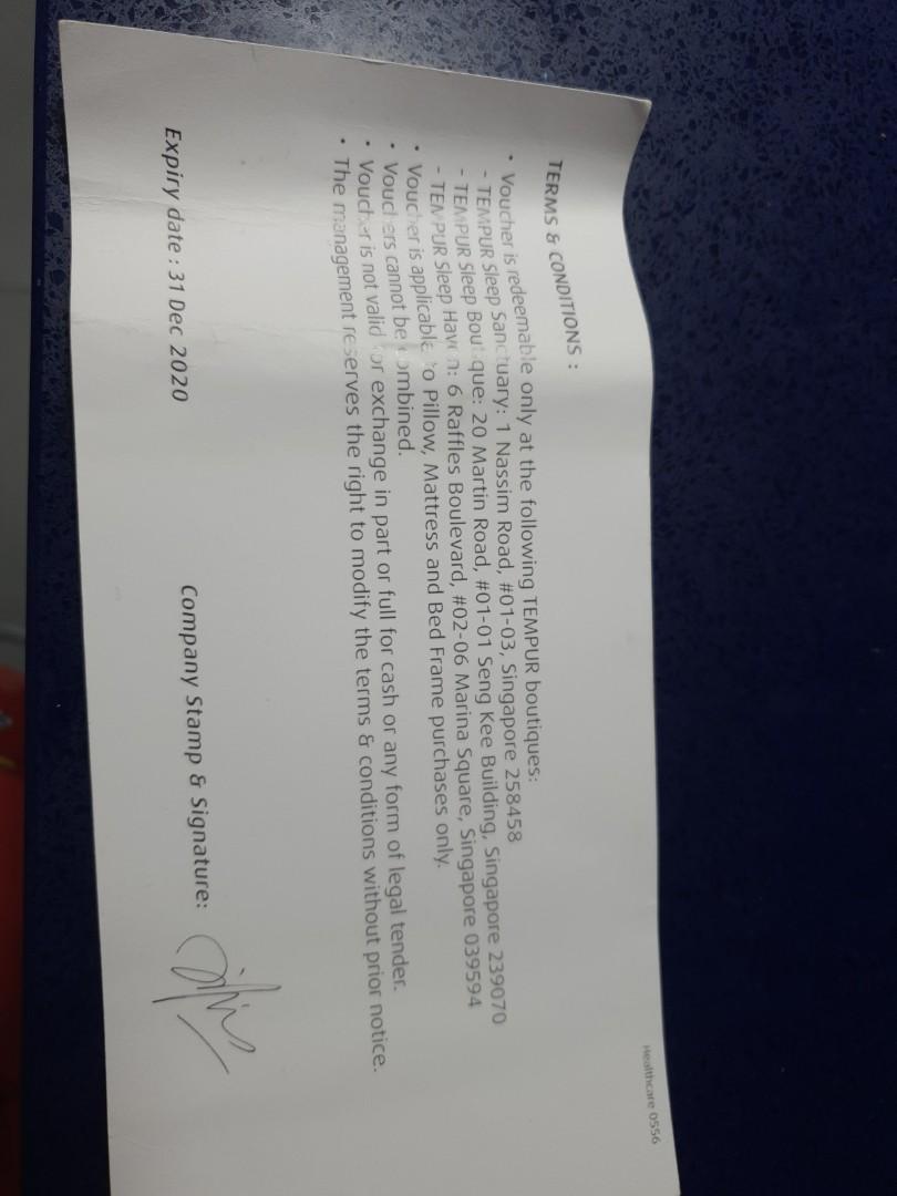 Tempur $100 voucher, Entertainment, Gift Cards & Vouchers on Carousell