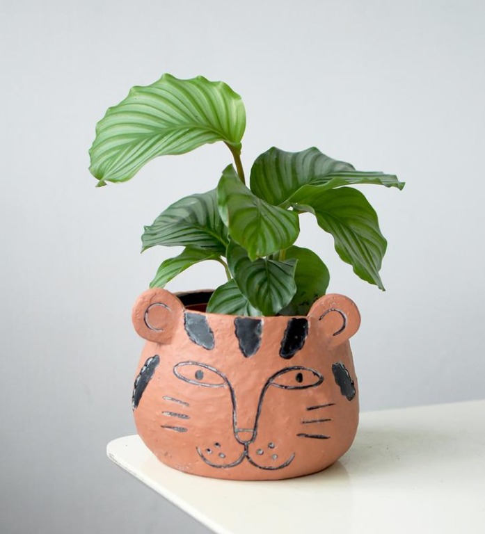 TUMBLEWEED TIGER PLANTER POT CERAMIC TERRACOTTA PLANT STAND BOHO ...