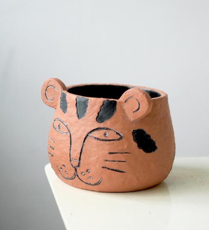 TUMBLEWEED TIGER PLANTER POT CERAMIC TERRACOTTA PLANT STAND BOHO ...