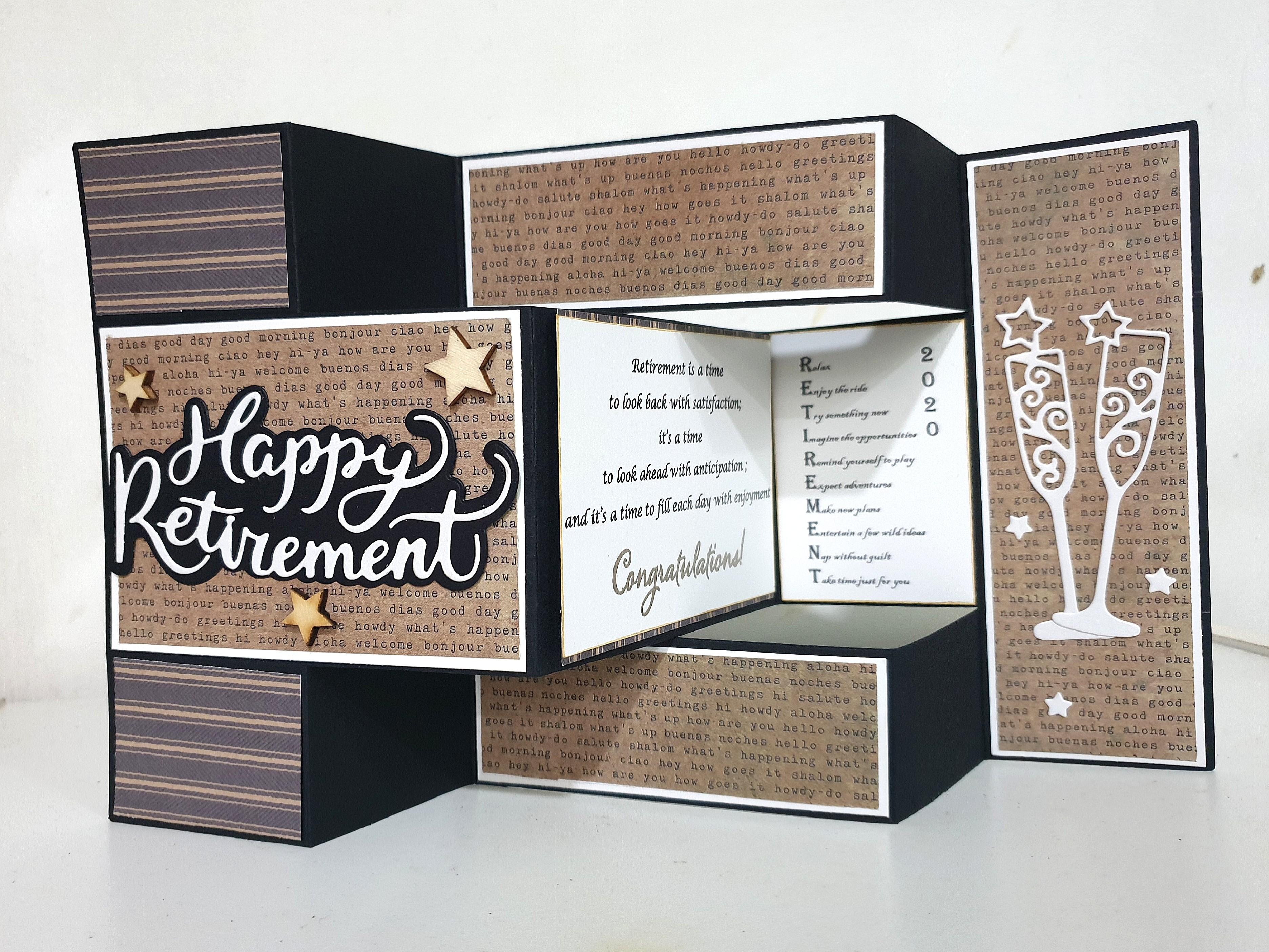 3D Handmade Retirement trifold card - Antique bronze, Hobbies & Toys ...