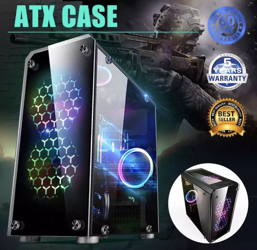 Atx LED Gaming Pc Case, Computers & Tech, Parts & Accessories, Computer ...