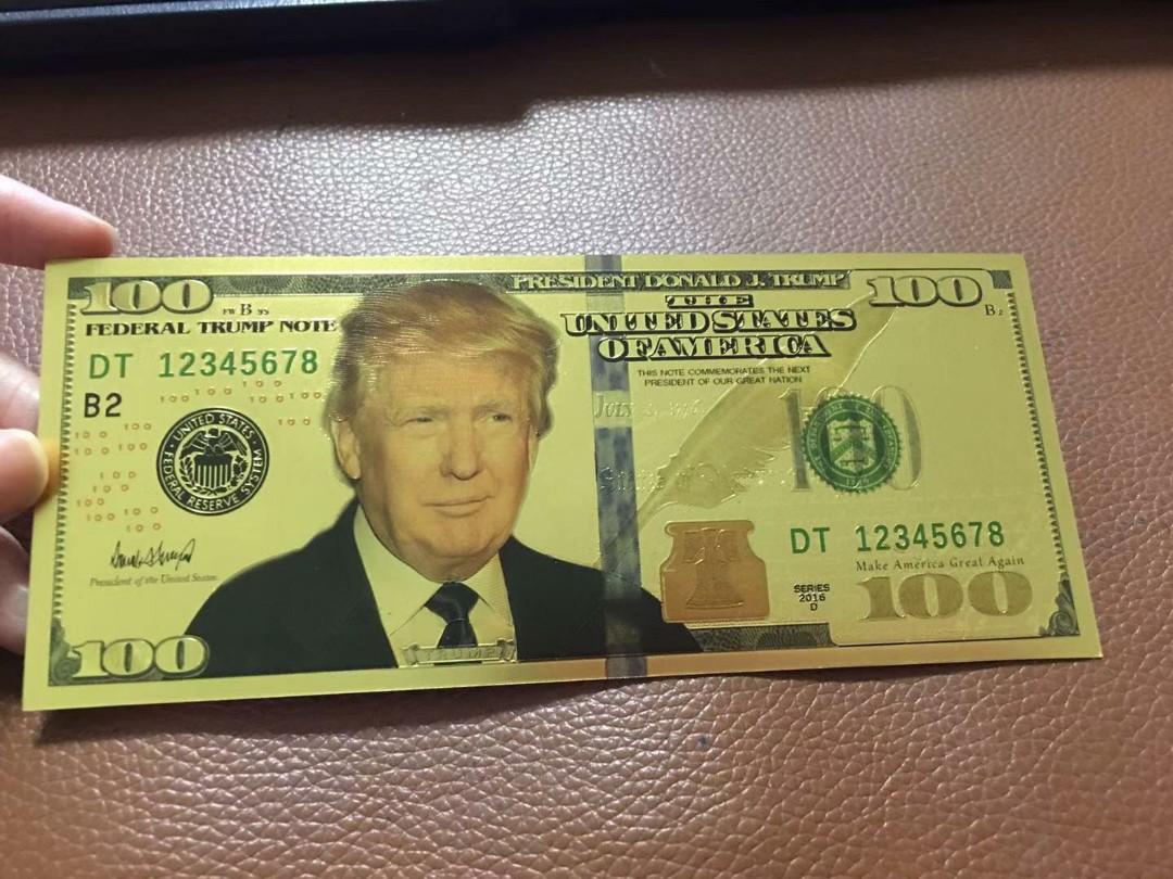 Donald Trump USD100 Gold Foil Bank Note, Hobbies & Toys, Memorabilia ...