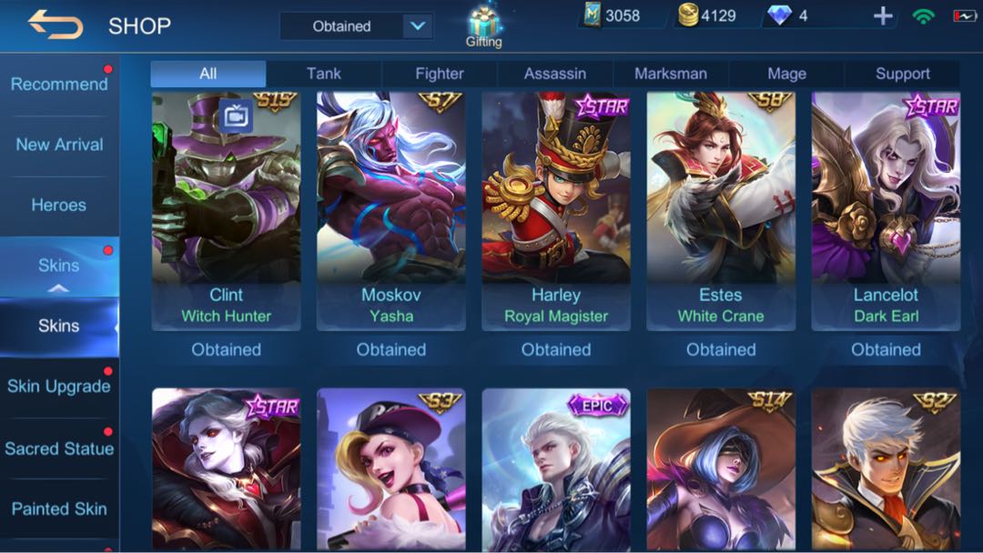 Mobile Legend Account with pro skins, Toys & Games, Video Gaming, Video ...