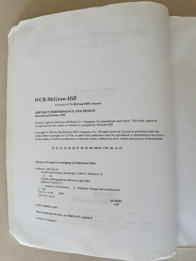 Aircraft Performance and Design, John D Anderson, Computers & Tech ...