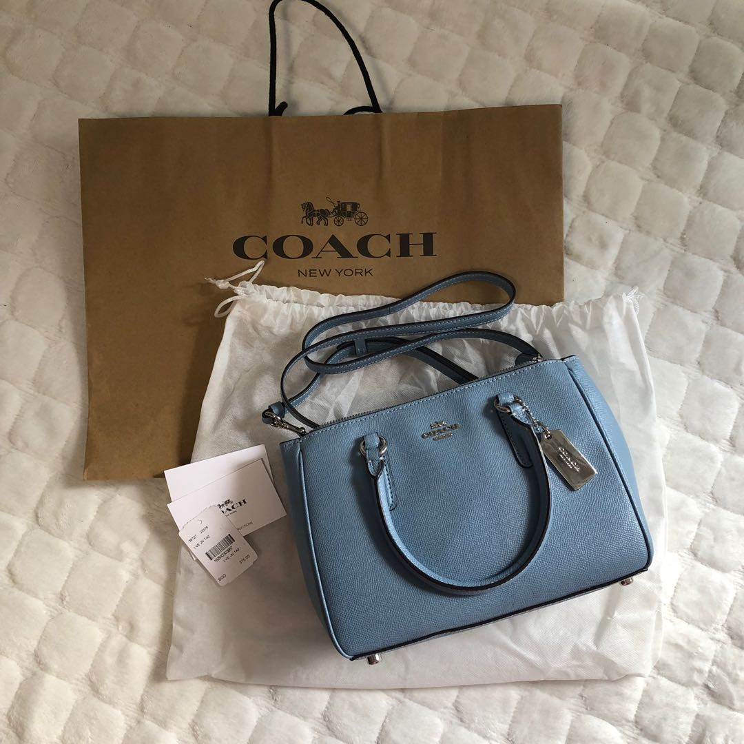 Coach Leather Handbag/ Baby Blue (slightly smaller than A4 paper ...