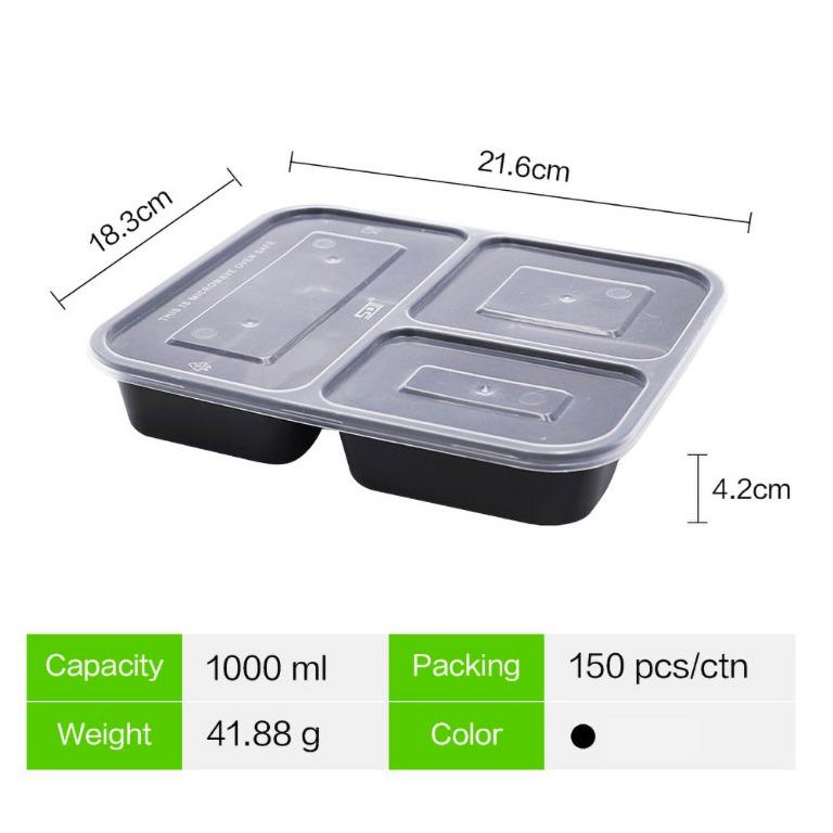 Disposable take away (dabao) 3-compartment Bento Box (food container ...