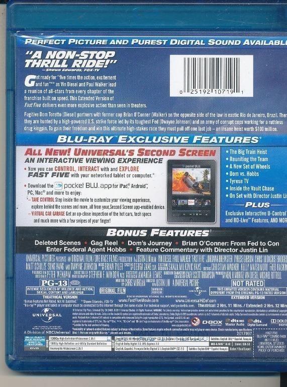 Fast Five (Vin Diesel / Dwayne Johnson) Blu-ray+DVD *, Hobbies & Toys ...