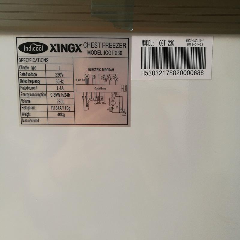 Indicool x XINGx chest freezer instock glass, TV & Home Appliances, Kitchen Appliances ...