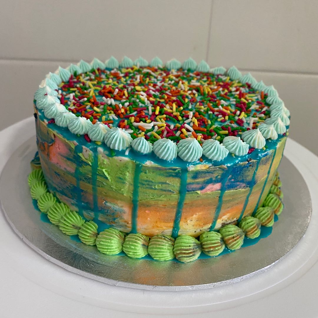 Psychedelic Style Birthday Cake, Food & Drinks, Homemade Bakes on Carousell