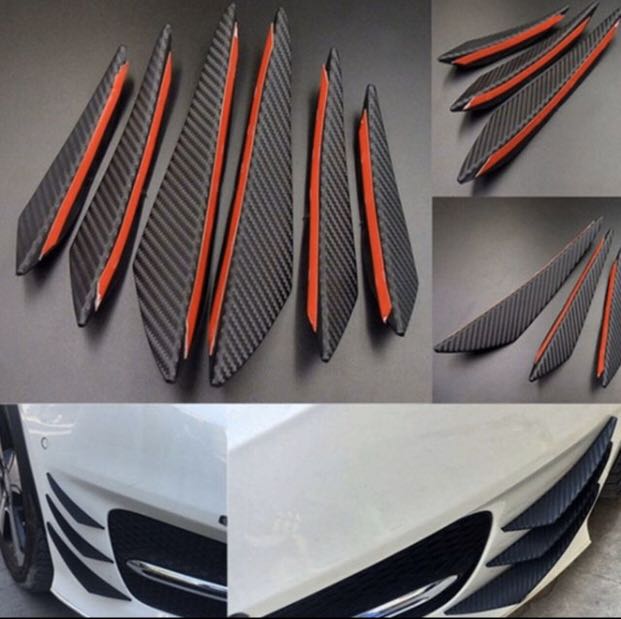Ready Stock - 6Pcs Carbon Fiber Style Car Front Bumper Lip Splitter ...