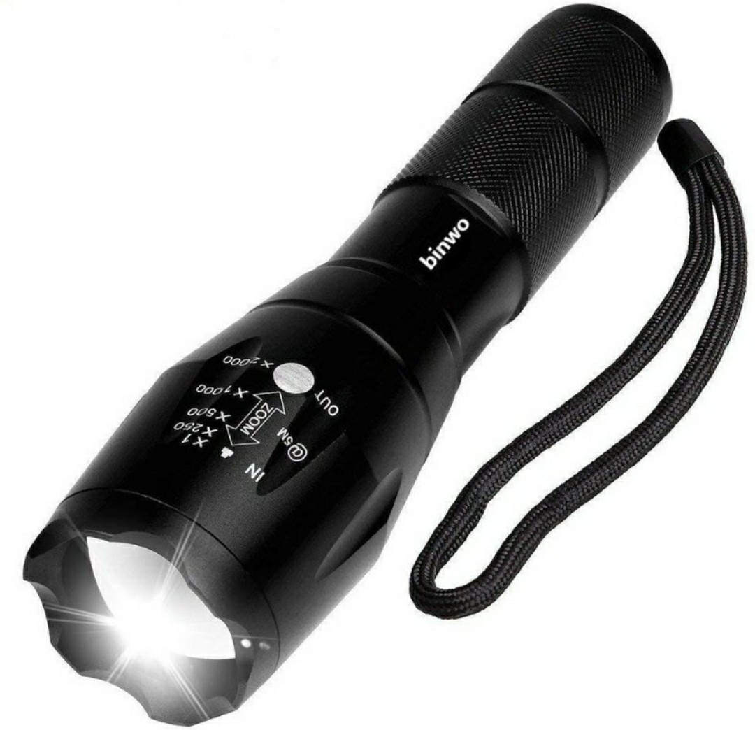 Binwo Extra Bright LED Rechargeable Flashlight Torchlight with Zoom ...