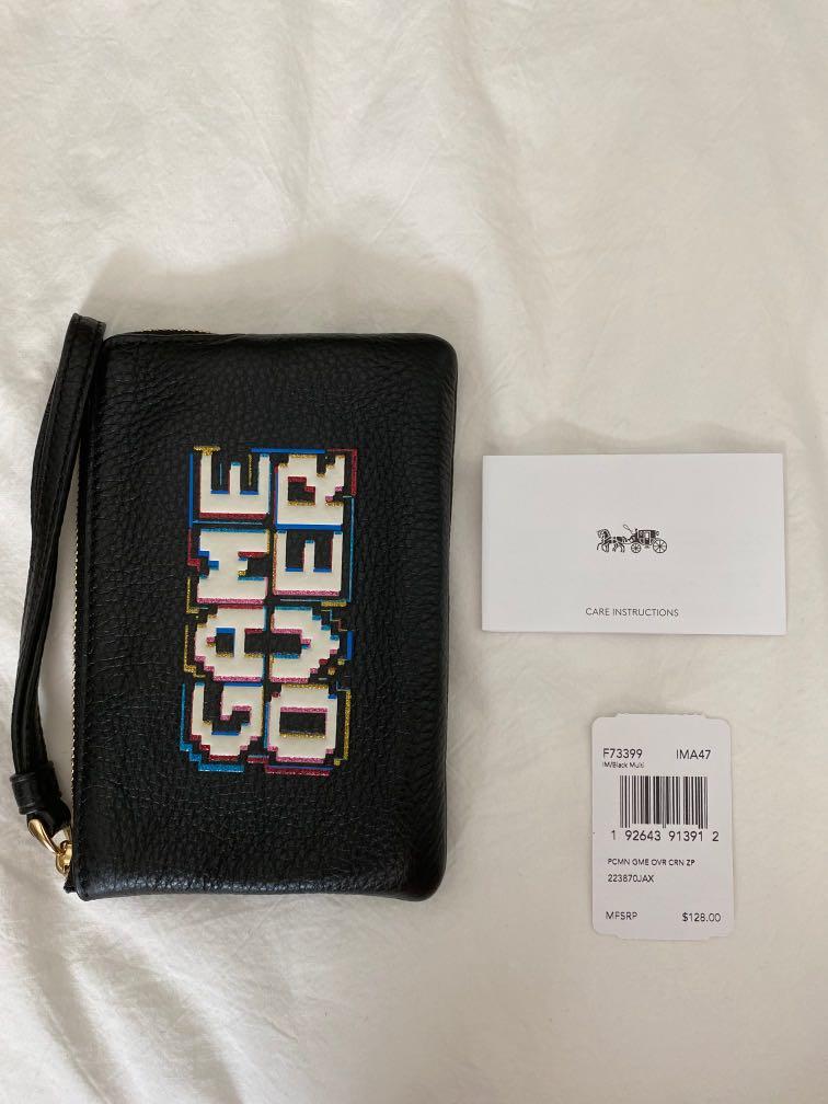 Black Coach wristlet Pac-Man edition, Women's Fashion, Bags & Wallets ...
