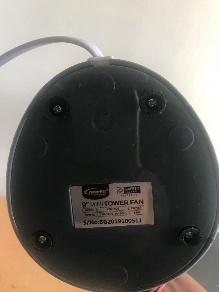 Powerpac 9 inch Mini Tower Fan, Furniture & Home Living, Lighting ...