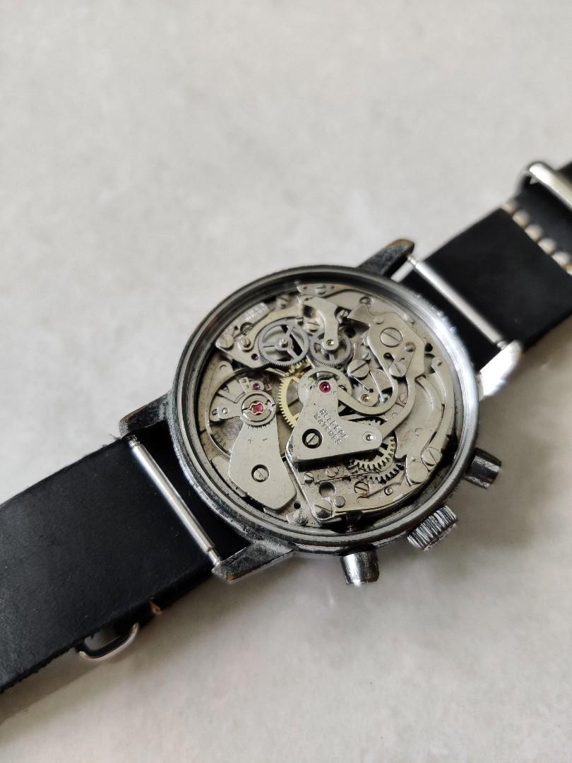 Vintage Charcoal Dial Helbros Invisible Swiss Chronograph Valjoux 7733 ...